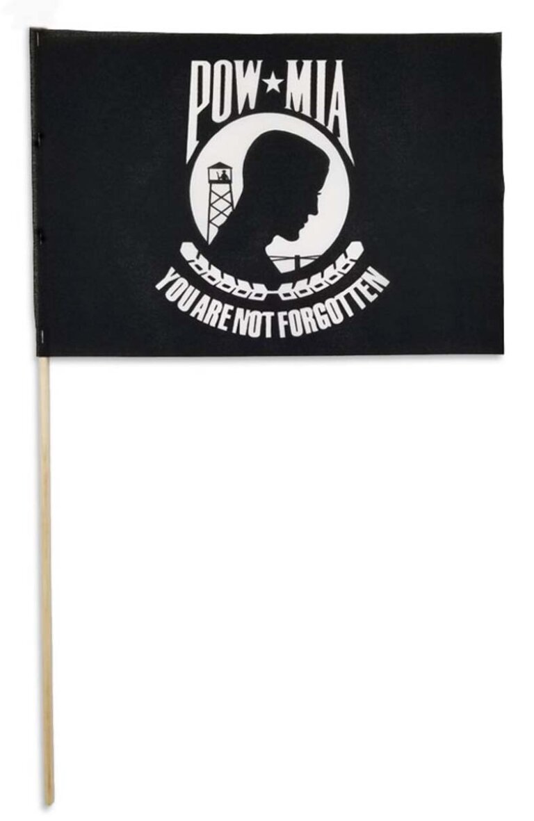 4″ x 6″ No Hem No Tip Pow-Mia Stick Flags - American Flags 4 Less